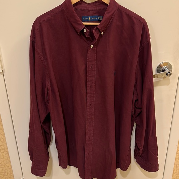 Ralph Lauren | Shirts | Used Ralph Lauren Mens 2x Ls Burgundy Red Shirt ...